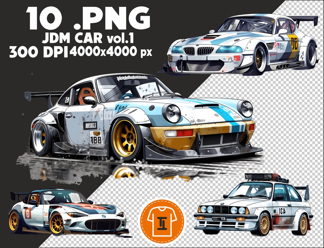 10 JDM Car Drift PNG Clipart for T-shirt, Father's Day, Digital ...