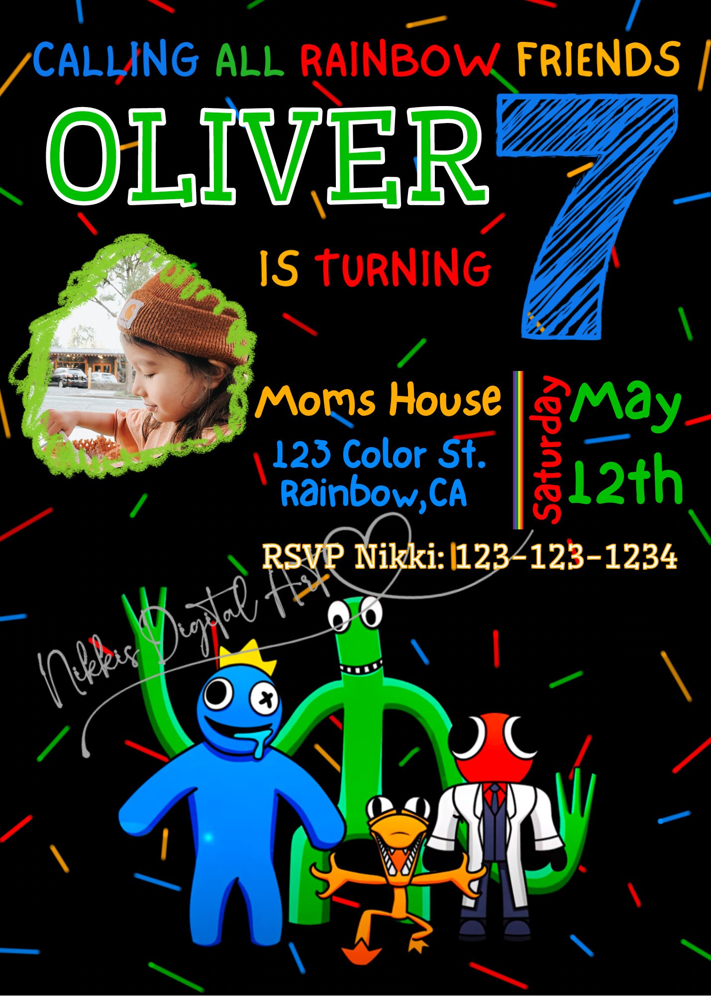 Rainbow Friends Birthday Invitation - Etsy