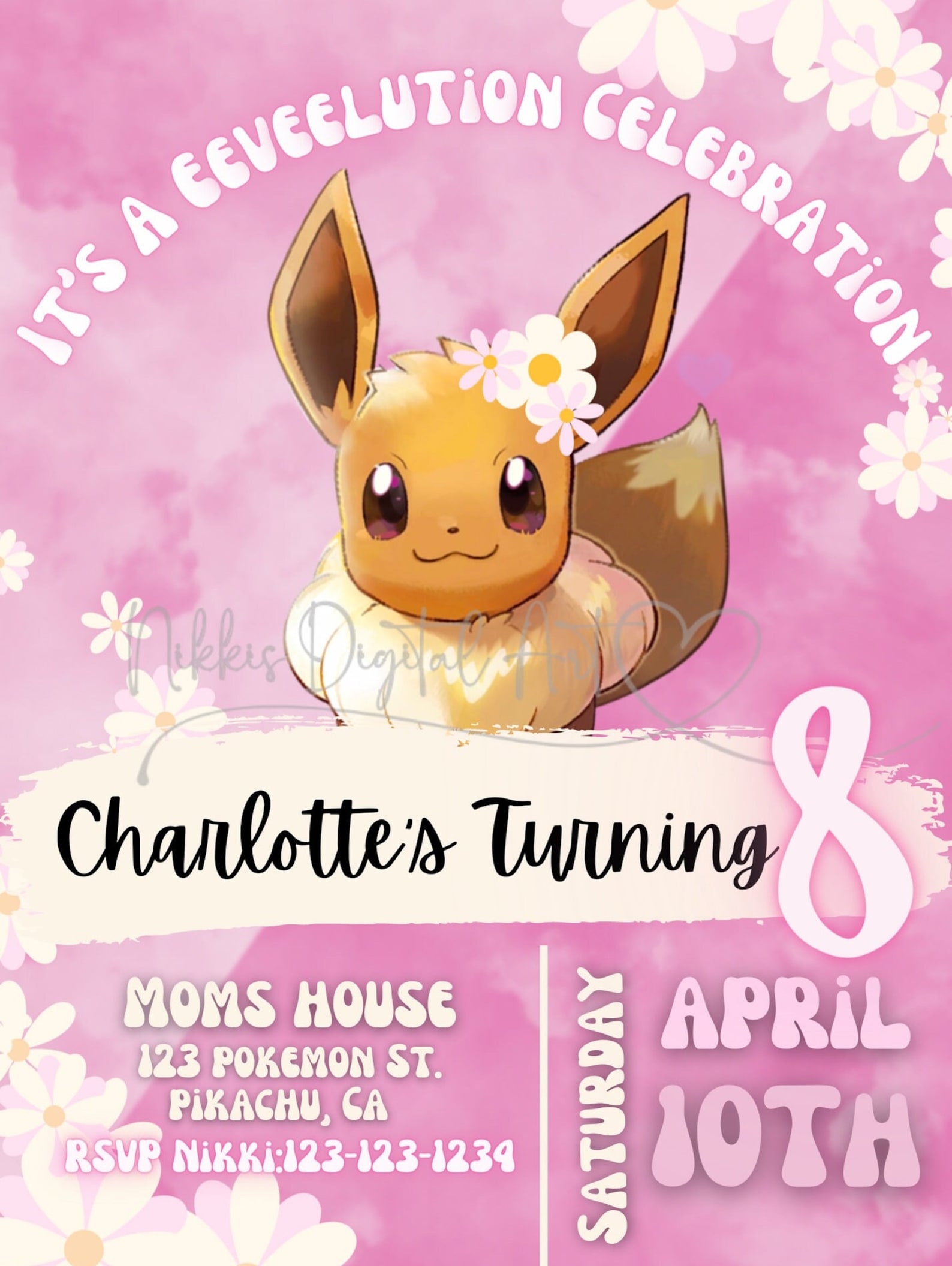 Eevee Birthday Invitation - Etsy