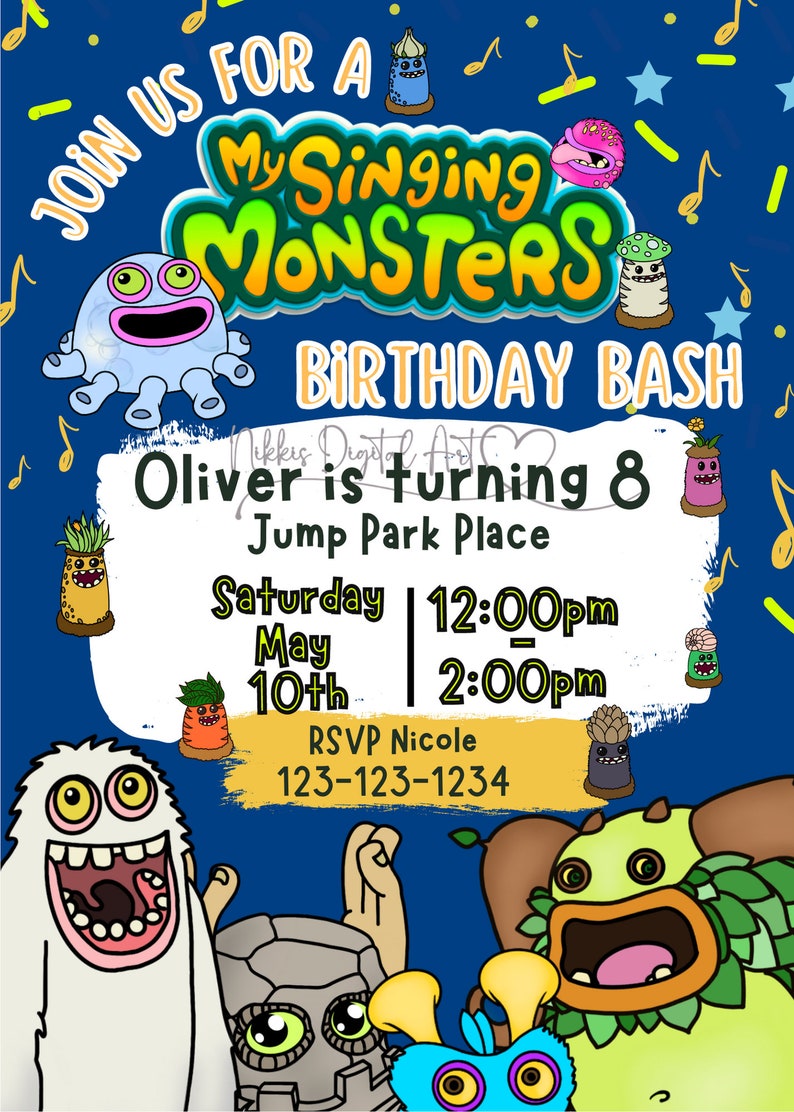 My Singing Monsters Birthday Invitation - Etsy