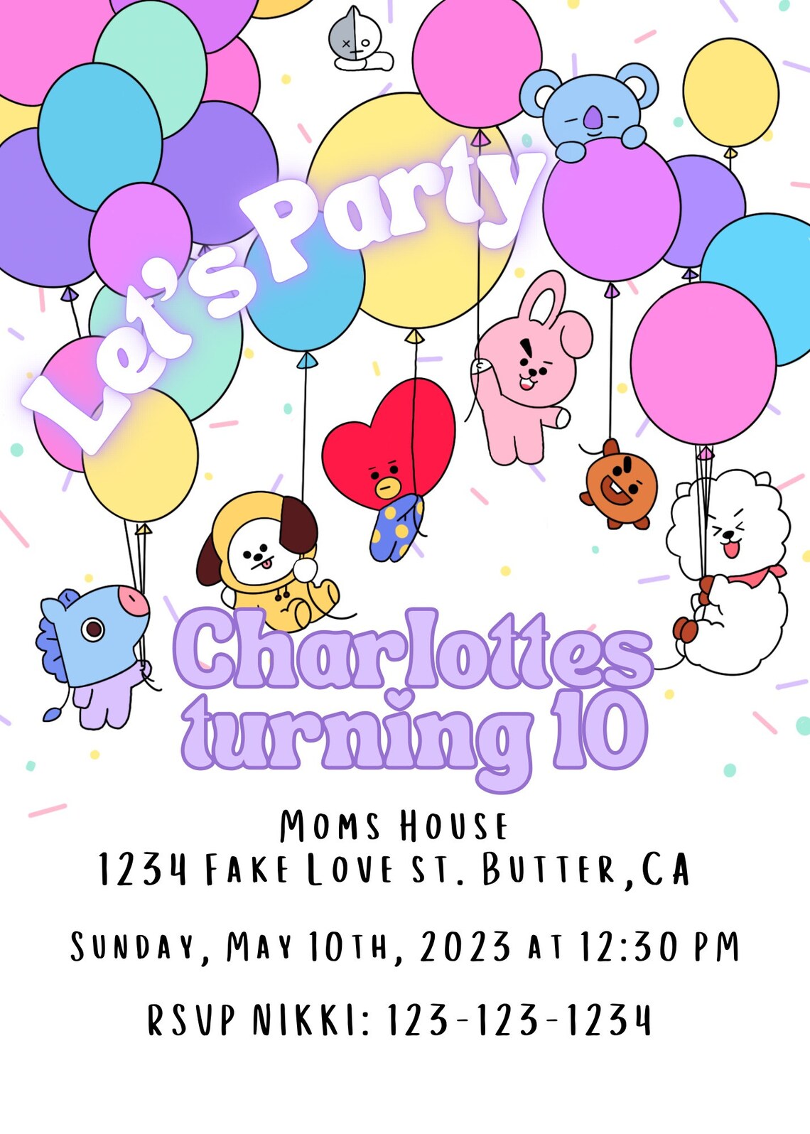 BT21 Birthday Invitation, BTS - Etsy