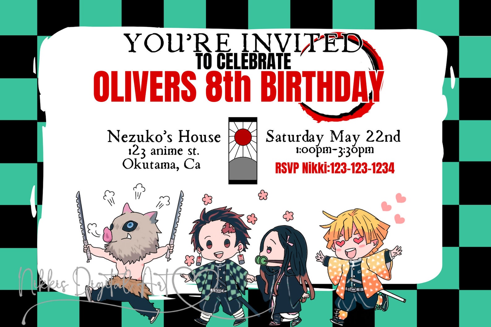 Anime Birthday Invitation - Etsy