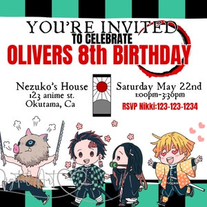 Anime Birthday Invitation - Etsy