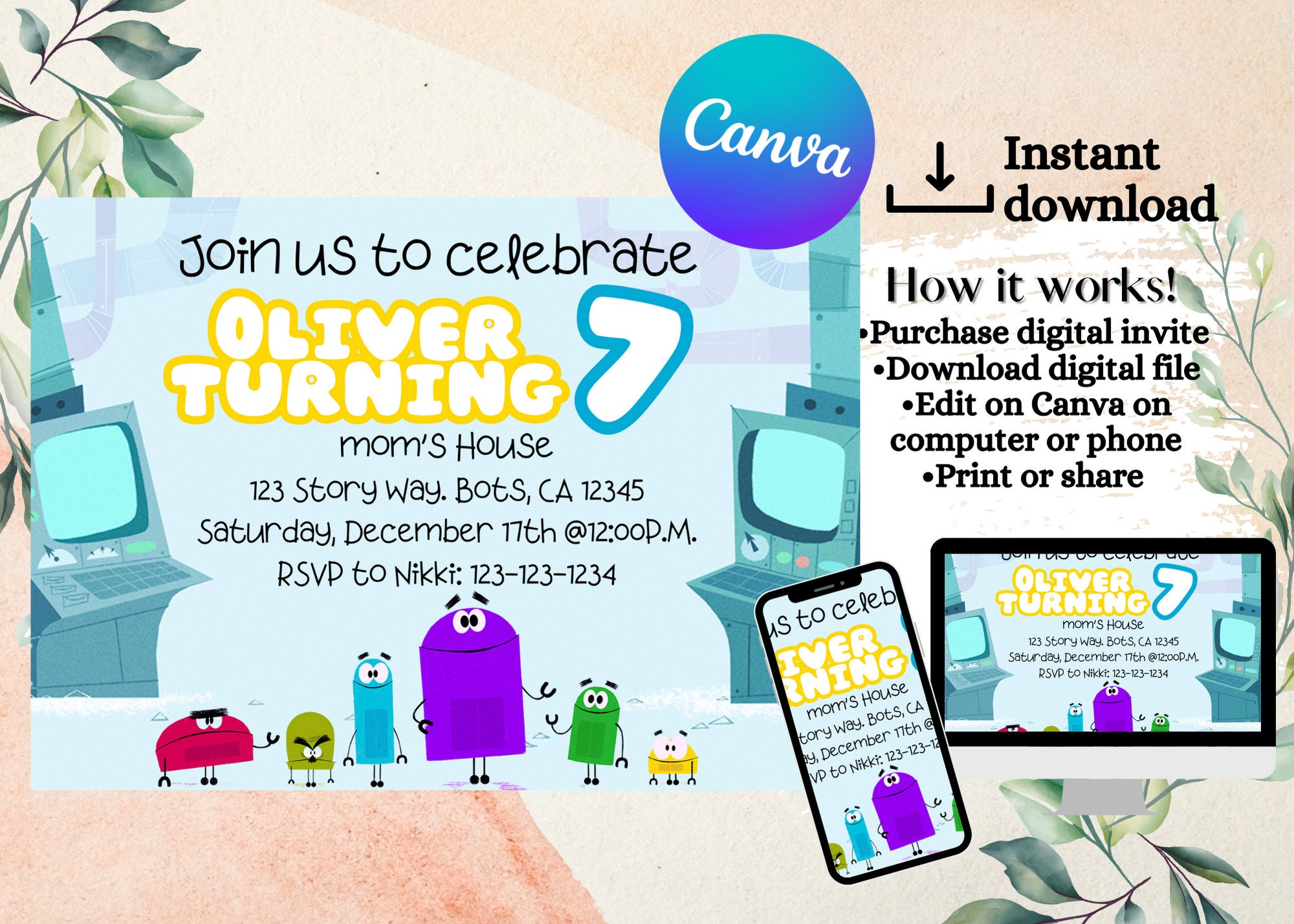 Storybots Birthday Invite - Etsy