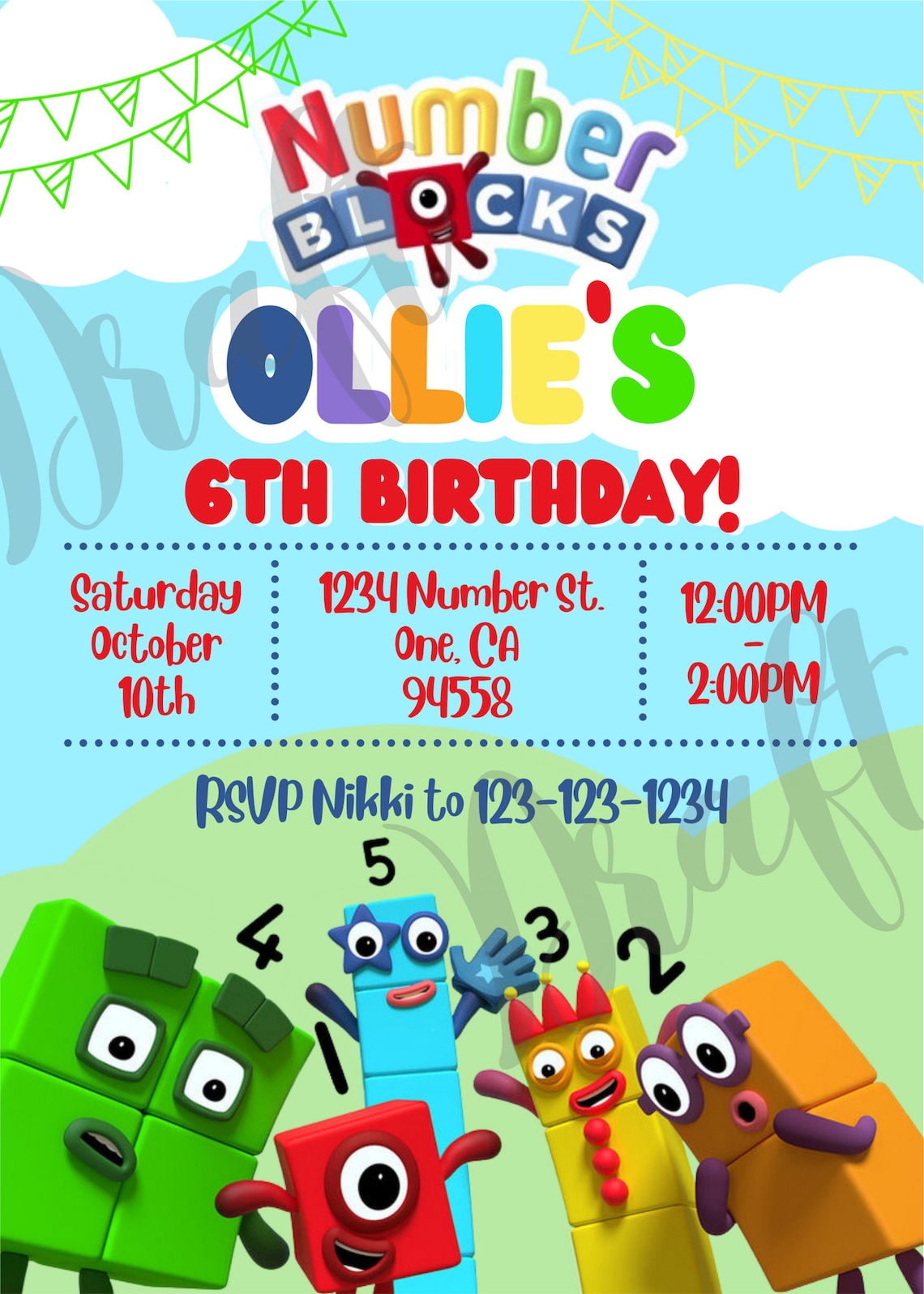Numberblocks Birthday Invitation - Etsy