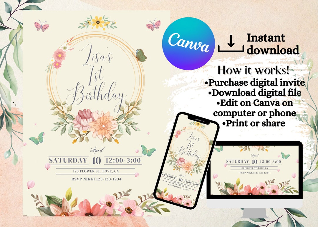 Flower Birthday Invitation - Party Invite - Etsy