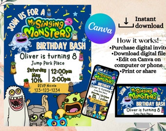 My Singing Monsters MSM Birthday Invitation, My Singing Monsters ...