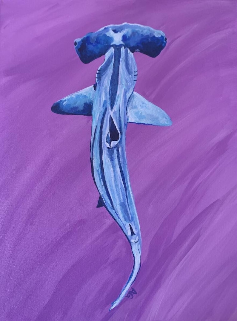Shark Painting, Original Painting, Colorful Painting, Handpainted Shark ...