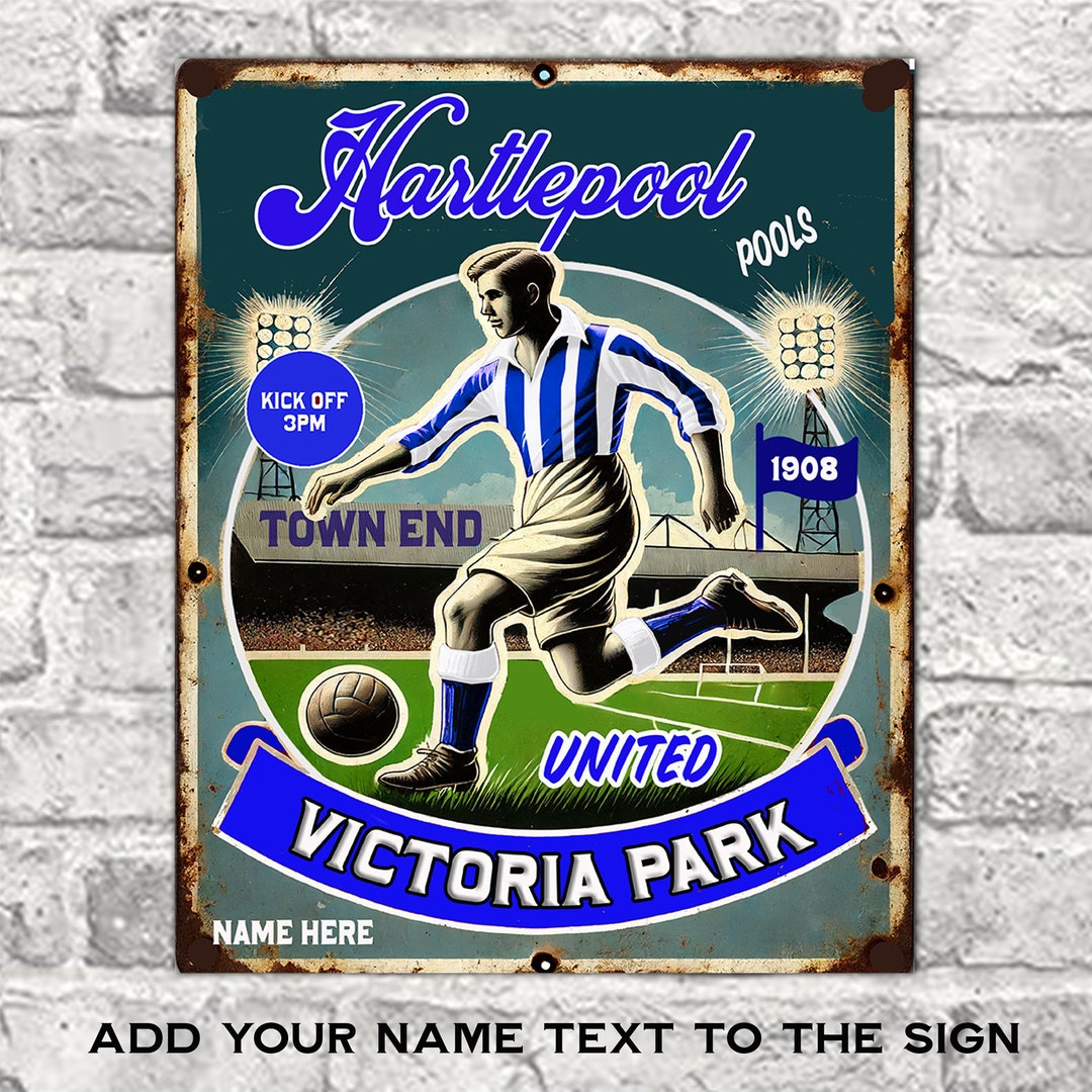 PERSONALISED Hartlepool Football Fans Nostalgia Vintage Bar Man Cave ...