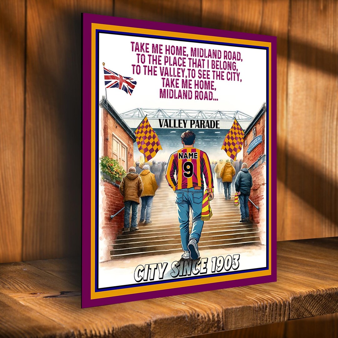 Personalised Bradford City Football Fans Stadium Artwork Add Your Name ...