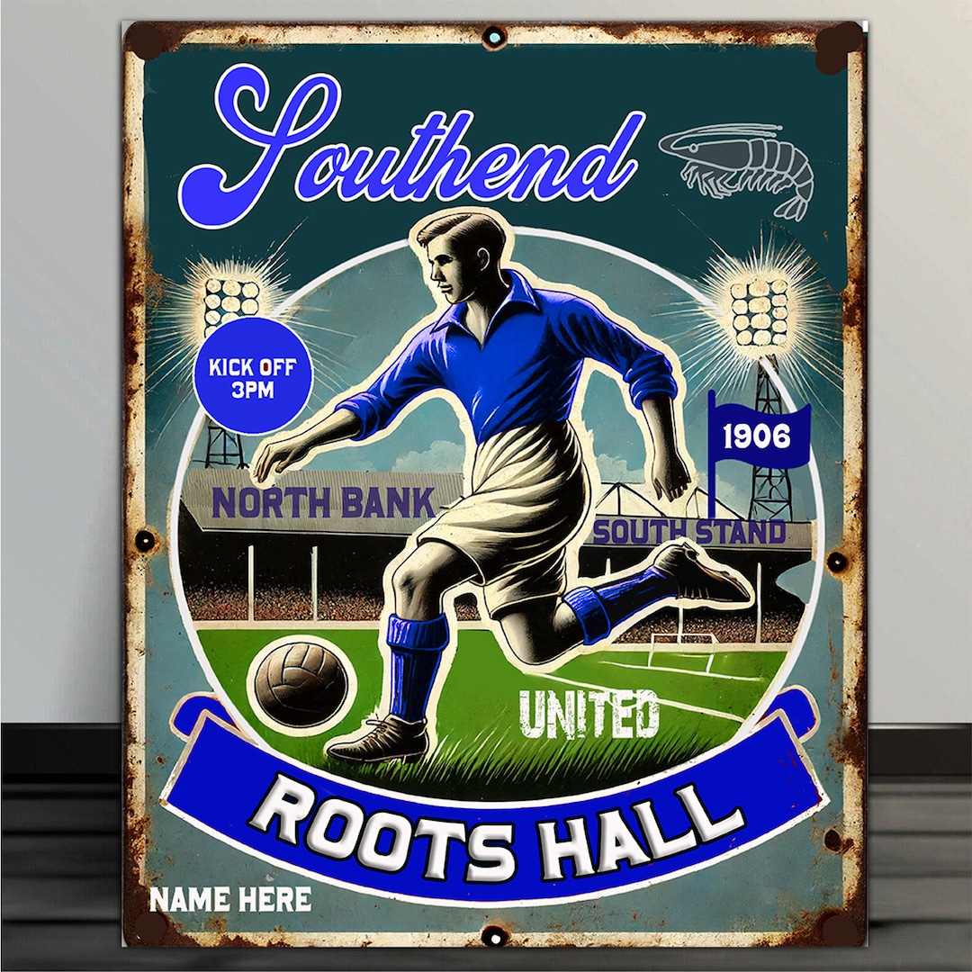 PERSONALISED Southend United Football Fans Nostalgia Vintage Bar Man ...