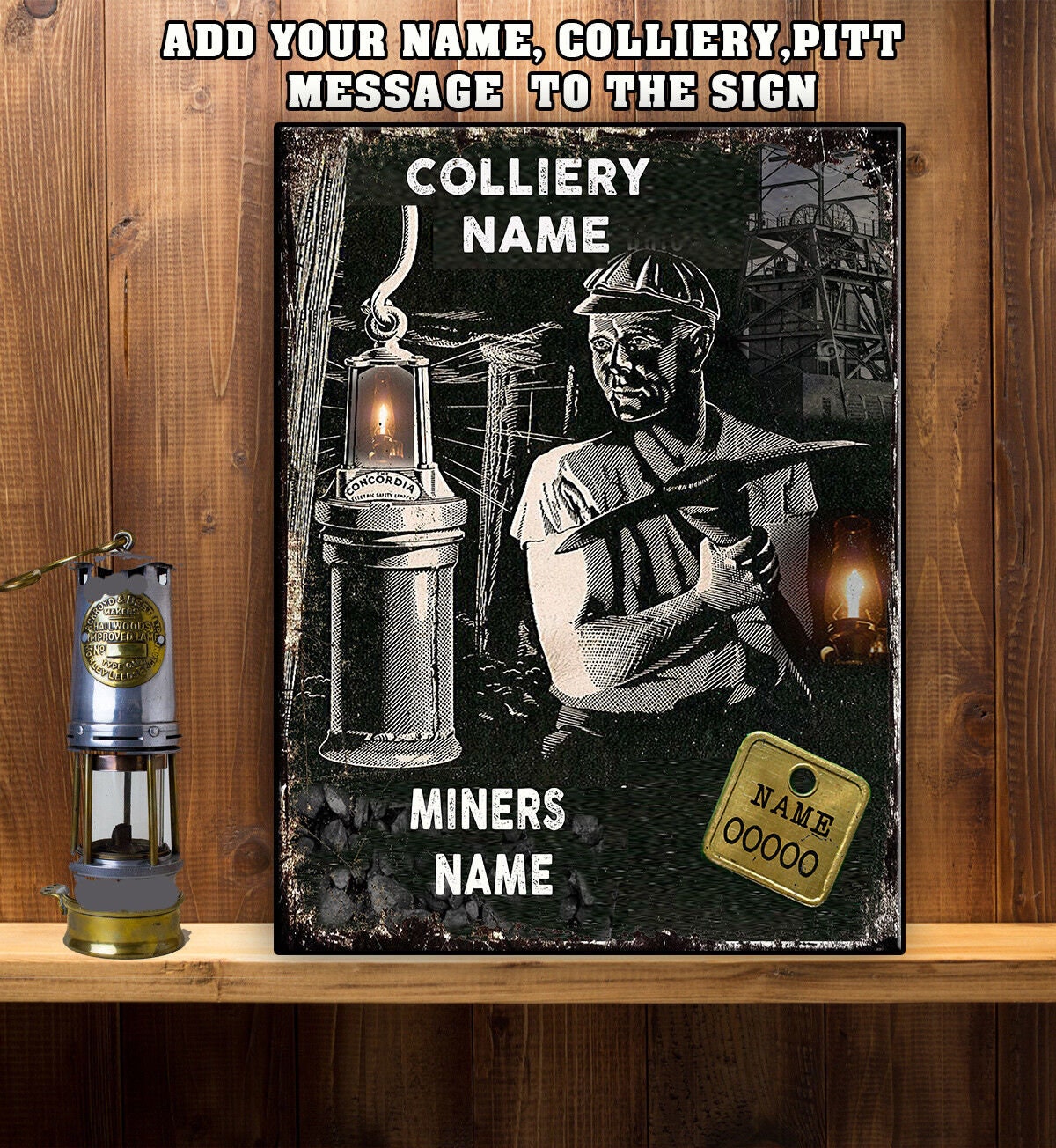 Personalised Miners Pit Colliery Workers Coal Fields Vintage Metal Sign ...
