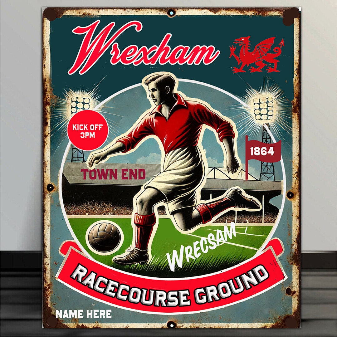 PERSONALIZED Wrexham Football Fans Nostalgie Vintage Bar Man Cave ...