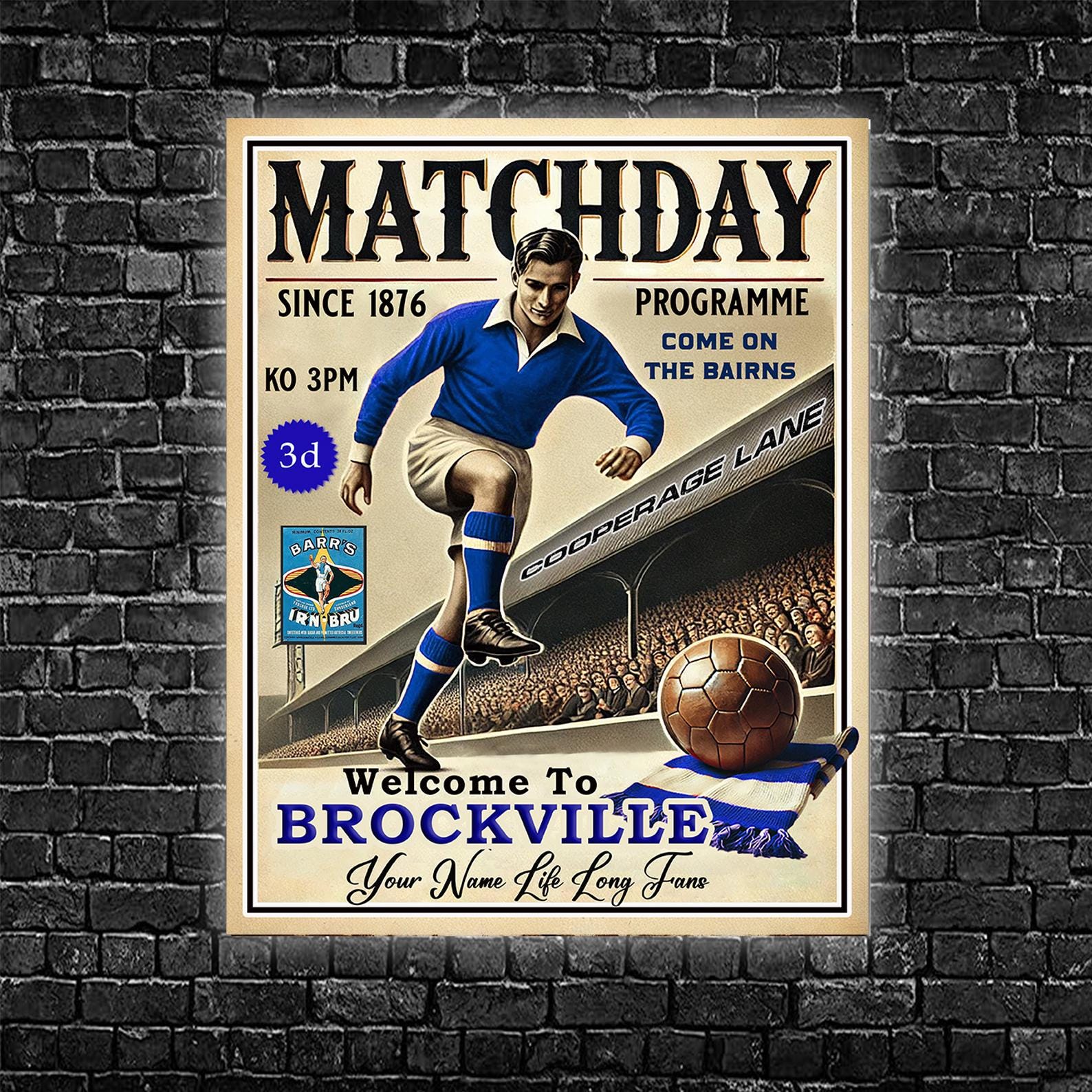 PERSONALISED Falkirk FC Programme Fans Nostalgia Add Your Name Large ...