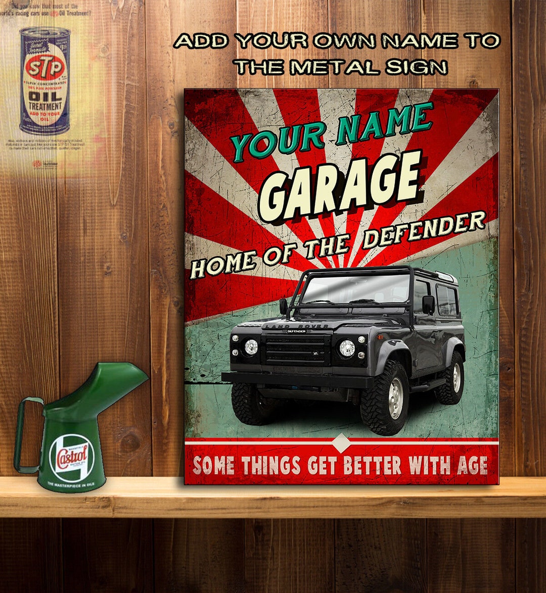 Personalised Land Rover Defender Metal Sign Classic Garage Sign RS149 ...