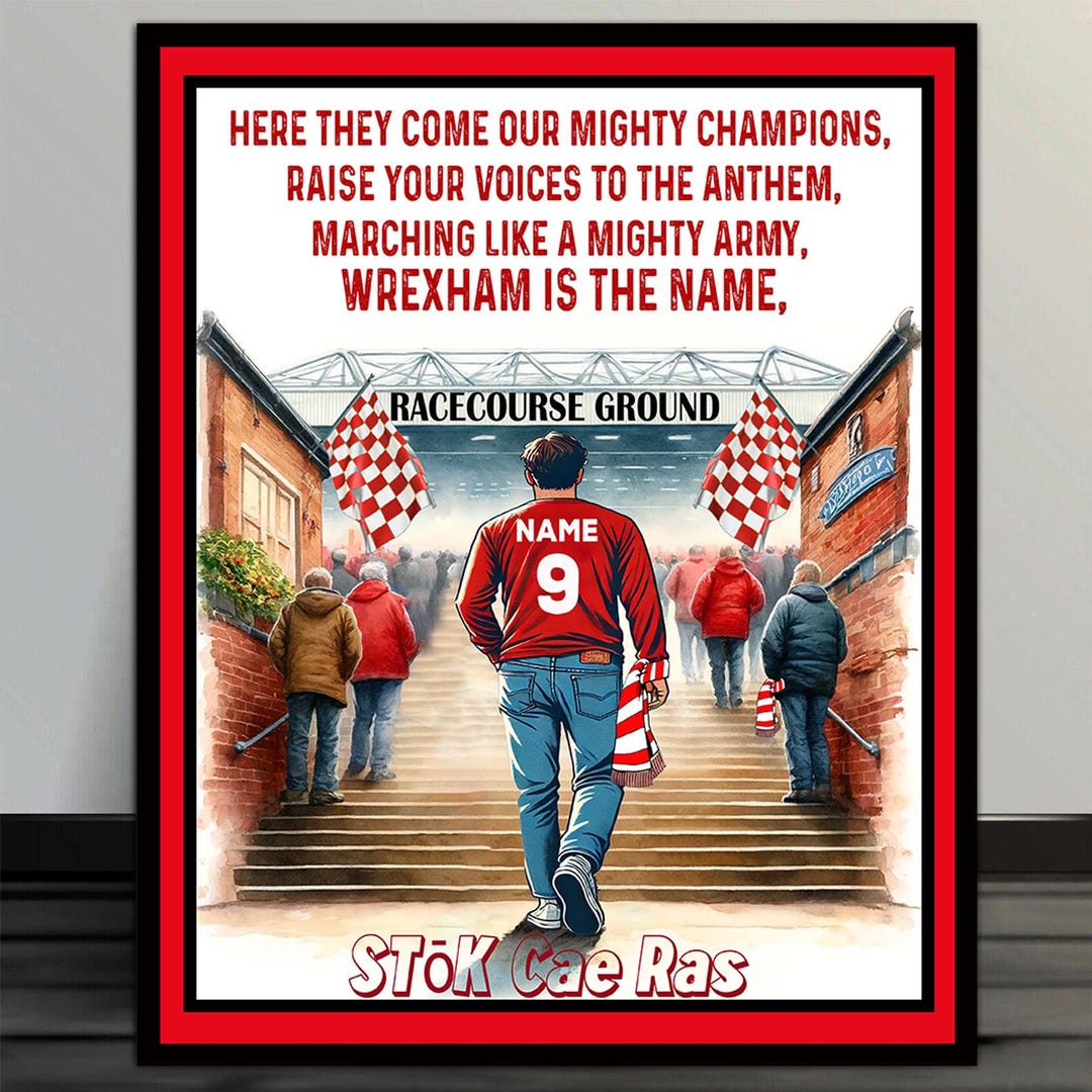 Personalised Wrexham Football Fans Stadium Artwork Add Your Name Retro ...