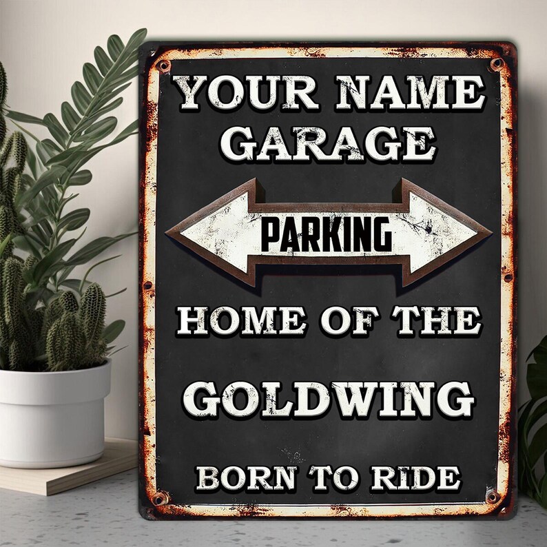 HONDA GOLDWING Parking Sign Personalised Motorcycle Garage Wall Plaque ...