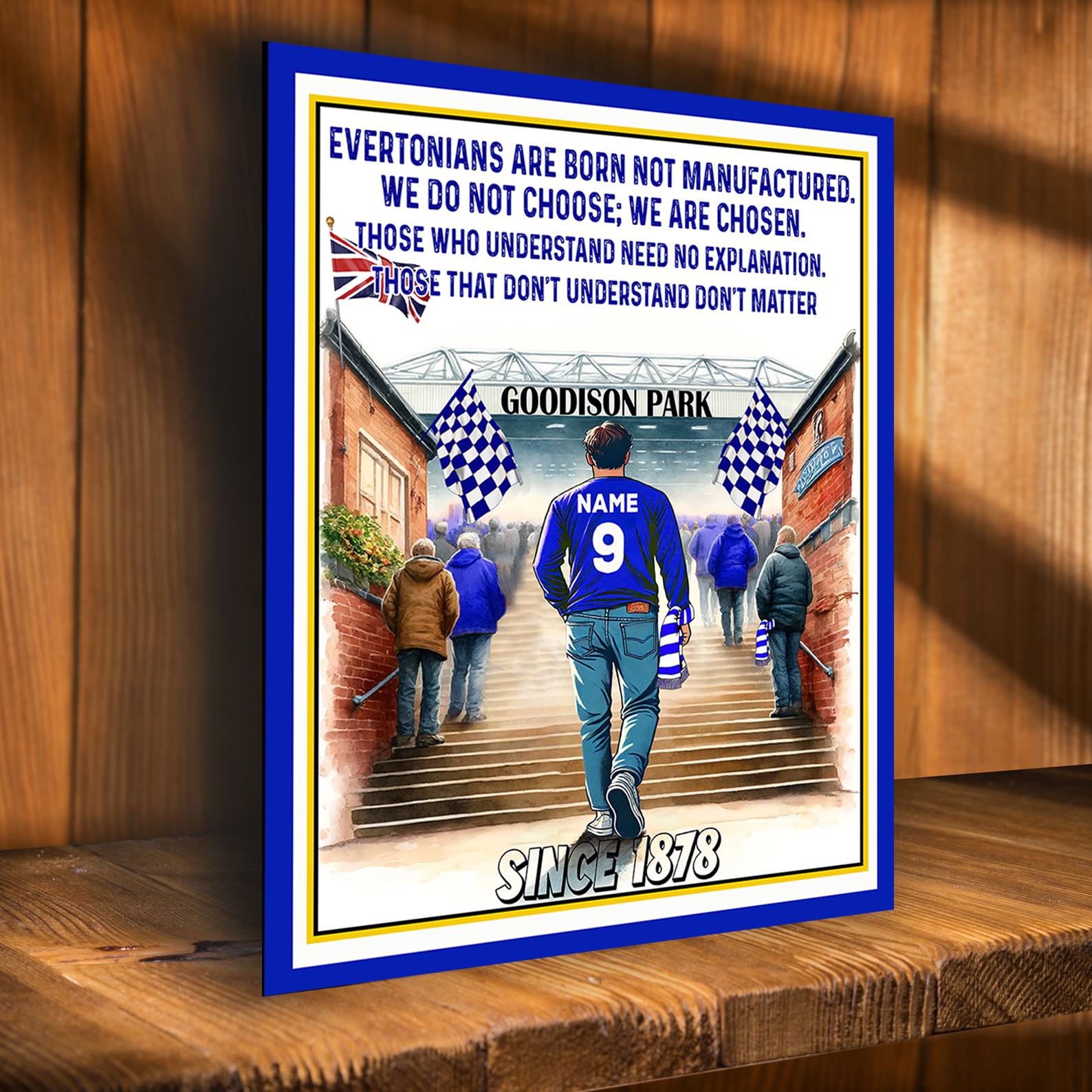 Personalised Everton Football Fans Stadium Artwork Add Your Name Retro ...