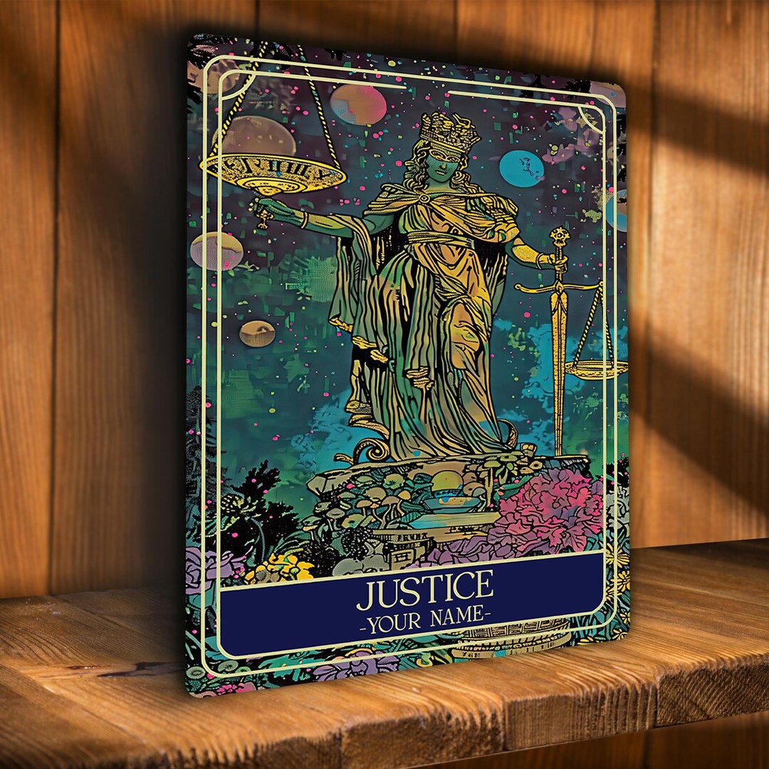 Personalised Justice Tarot Sign Oracle Hanging Metal Wall Plaque Gifts ...