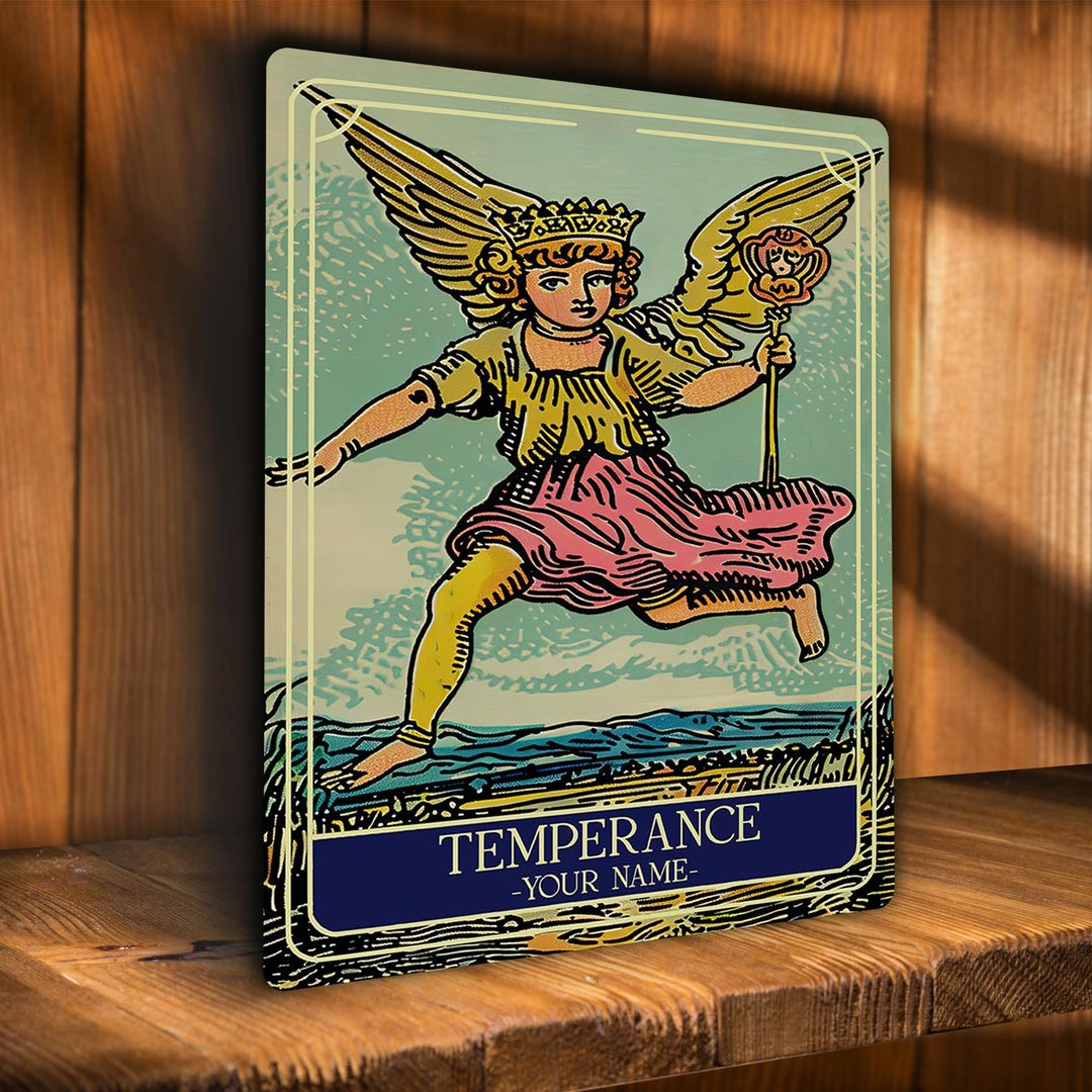 Personalised Temperance Tarot Sign Oracle Hanging Metal Wall Plaque ...