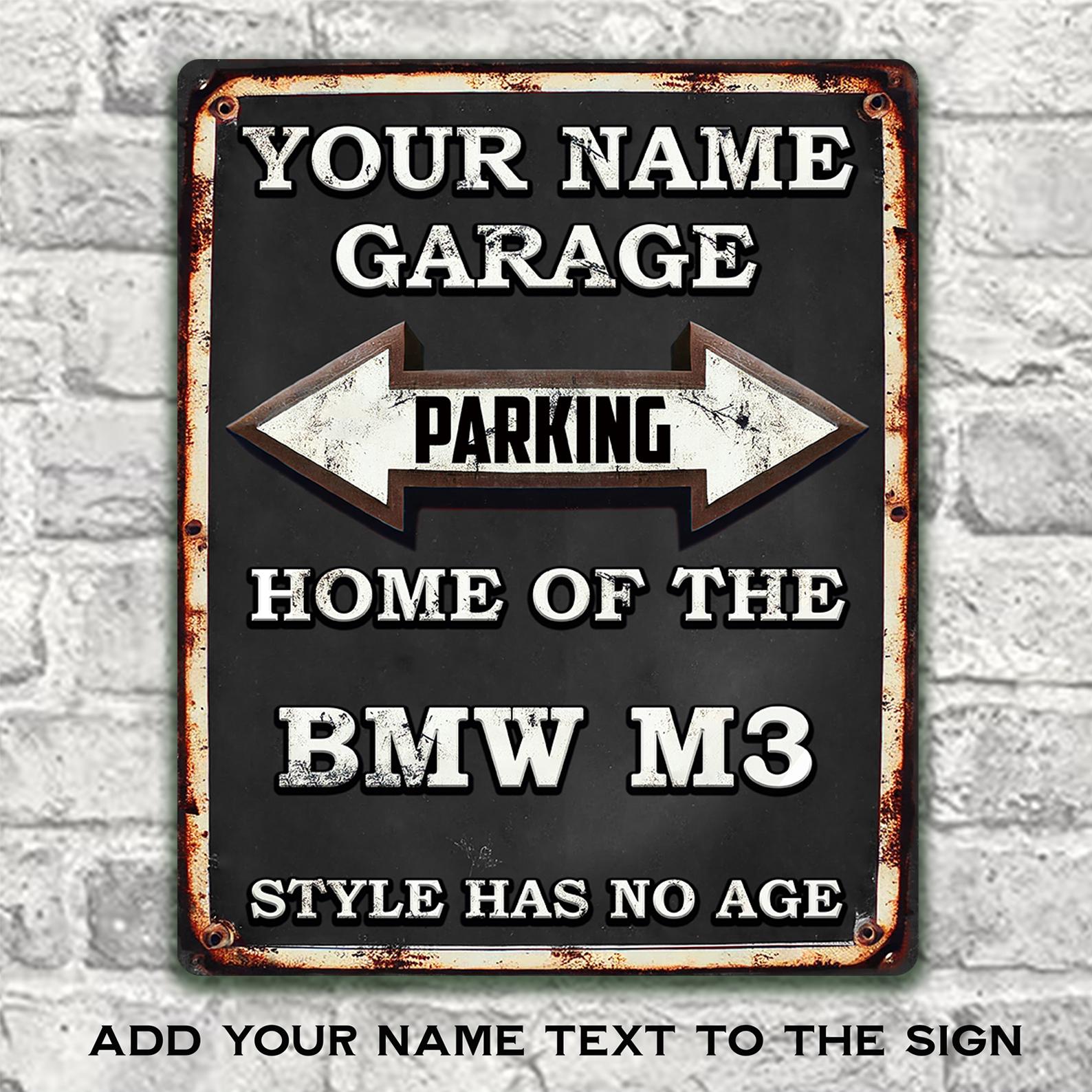 BMW M3 Parking Sign Personalised Car Garage Metal Wall Plaque Retro ...