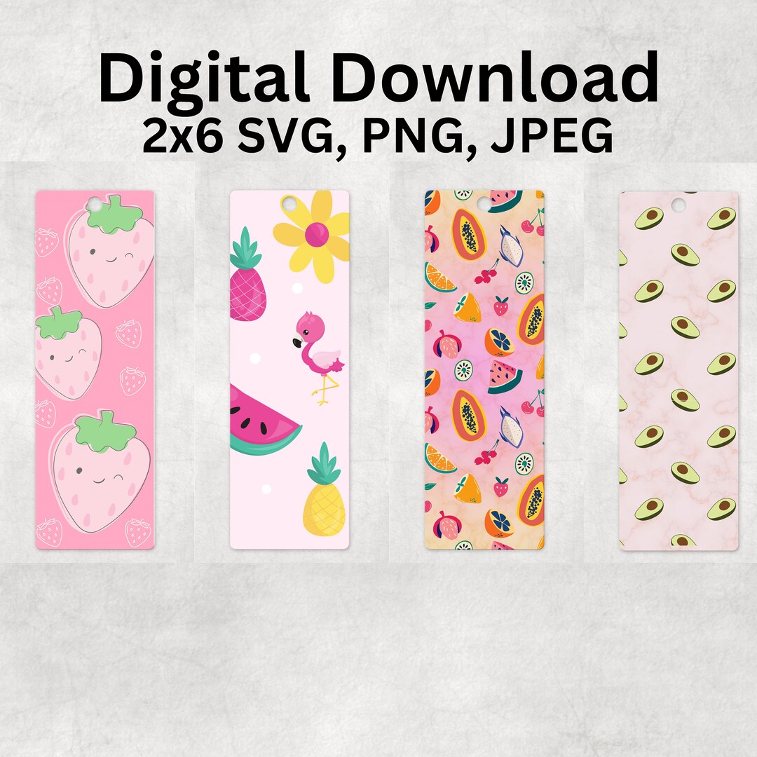 4 Cute Digital Bookmark Printable Bookmark SVG Bookmark PNG - Etsy