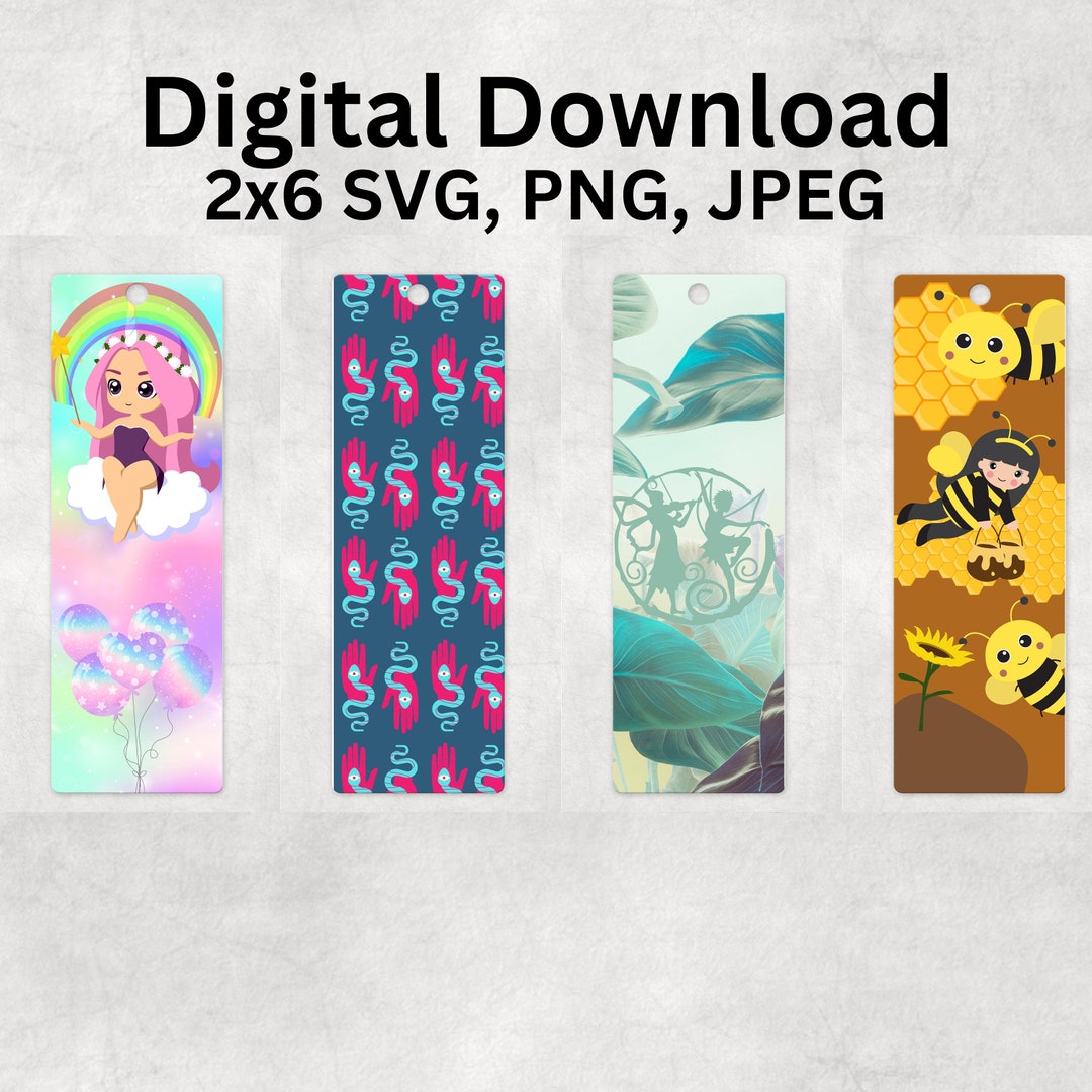 4 Cute Digital Bookmark Printable Bookmark SVG Bookmark PNG - Etsy
