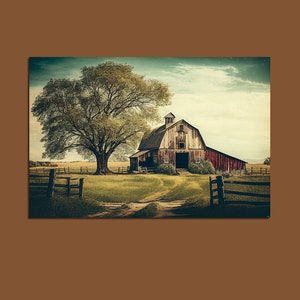 Vintage Looking Wall Art, Rustic Barn Print, Barn Poster, Antique Style ...