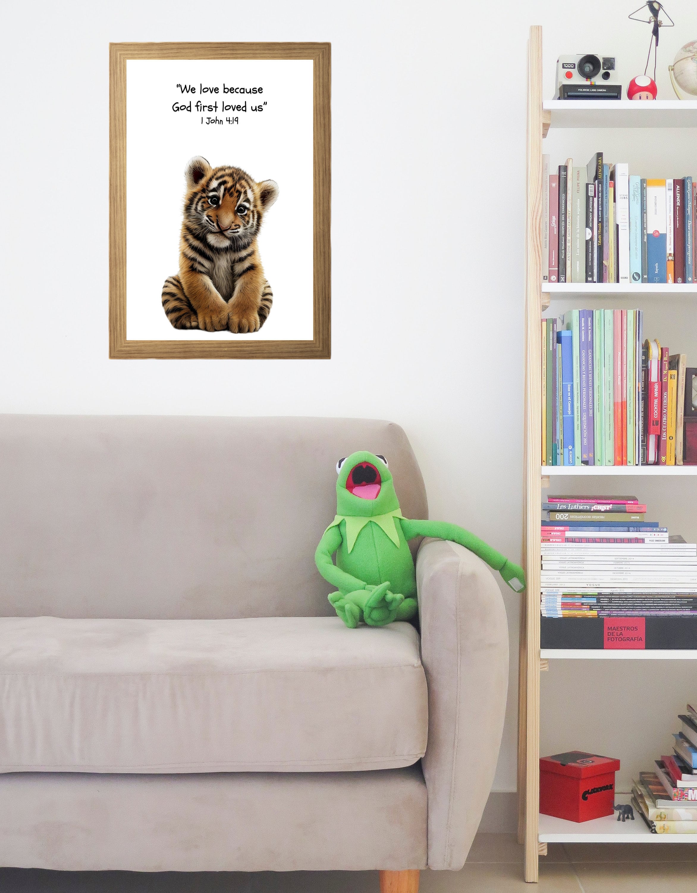 Kids Bible Verse Wall Art, Baby Tiger Print, Safari Animal Nursery ...