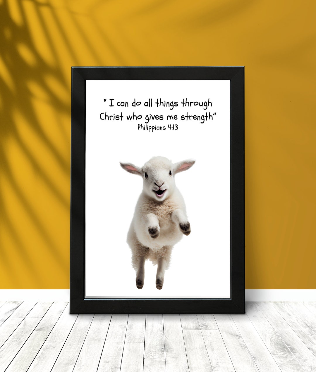 Kids Bible Verse Wall Art, Baby Lamb Print, Farm Animal Nursery Decor ...