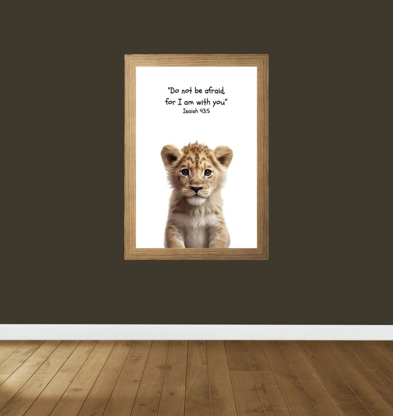 Kids Bible Verse Wall Art, Safari Animal Nursery Decor, Baby Lion Print ...