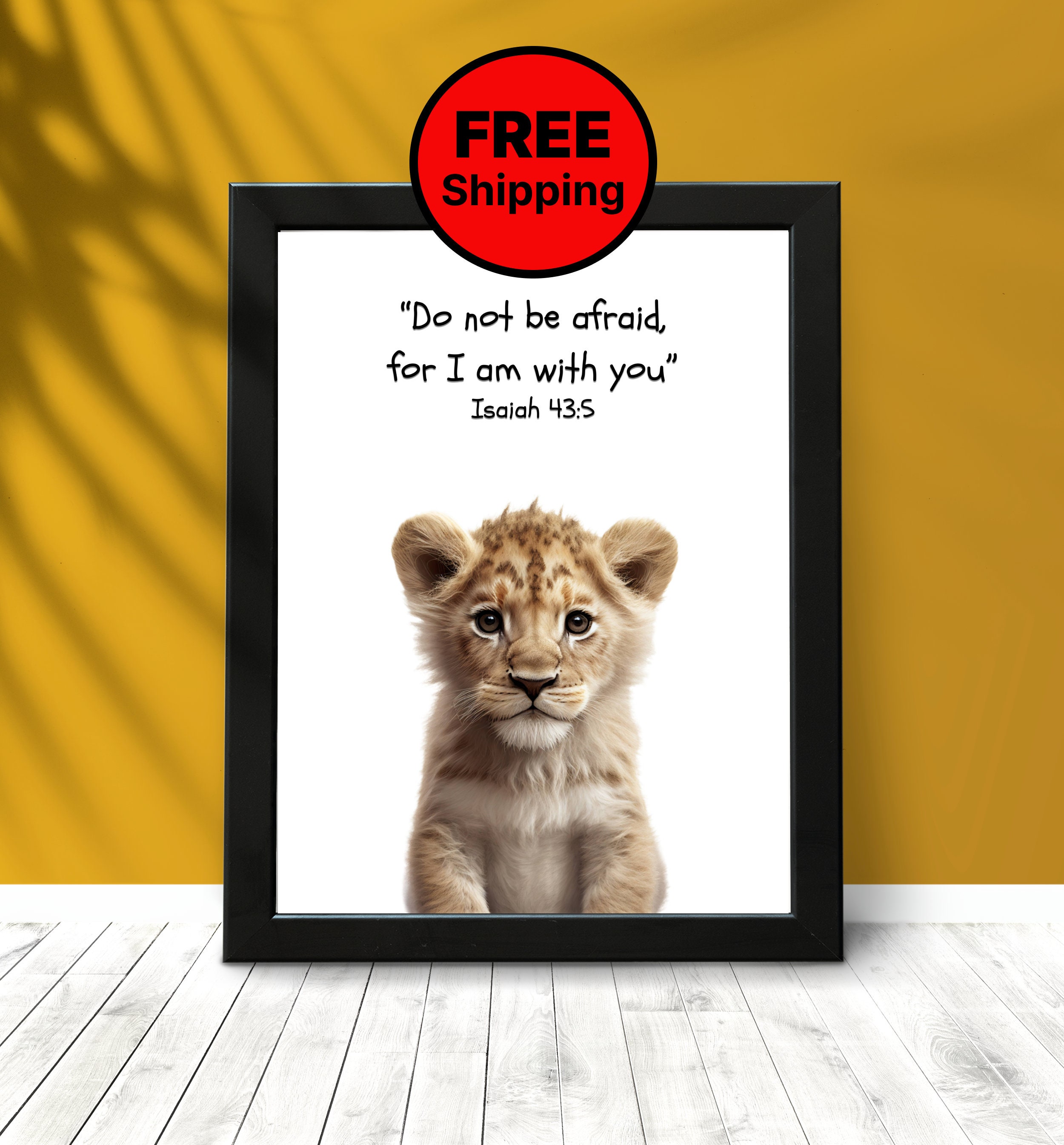 Kids Bible Verse Wall Art, Safari Animal Nursery Decor, Baby Lion Print ...