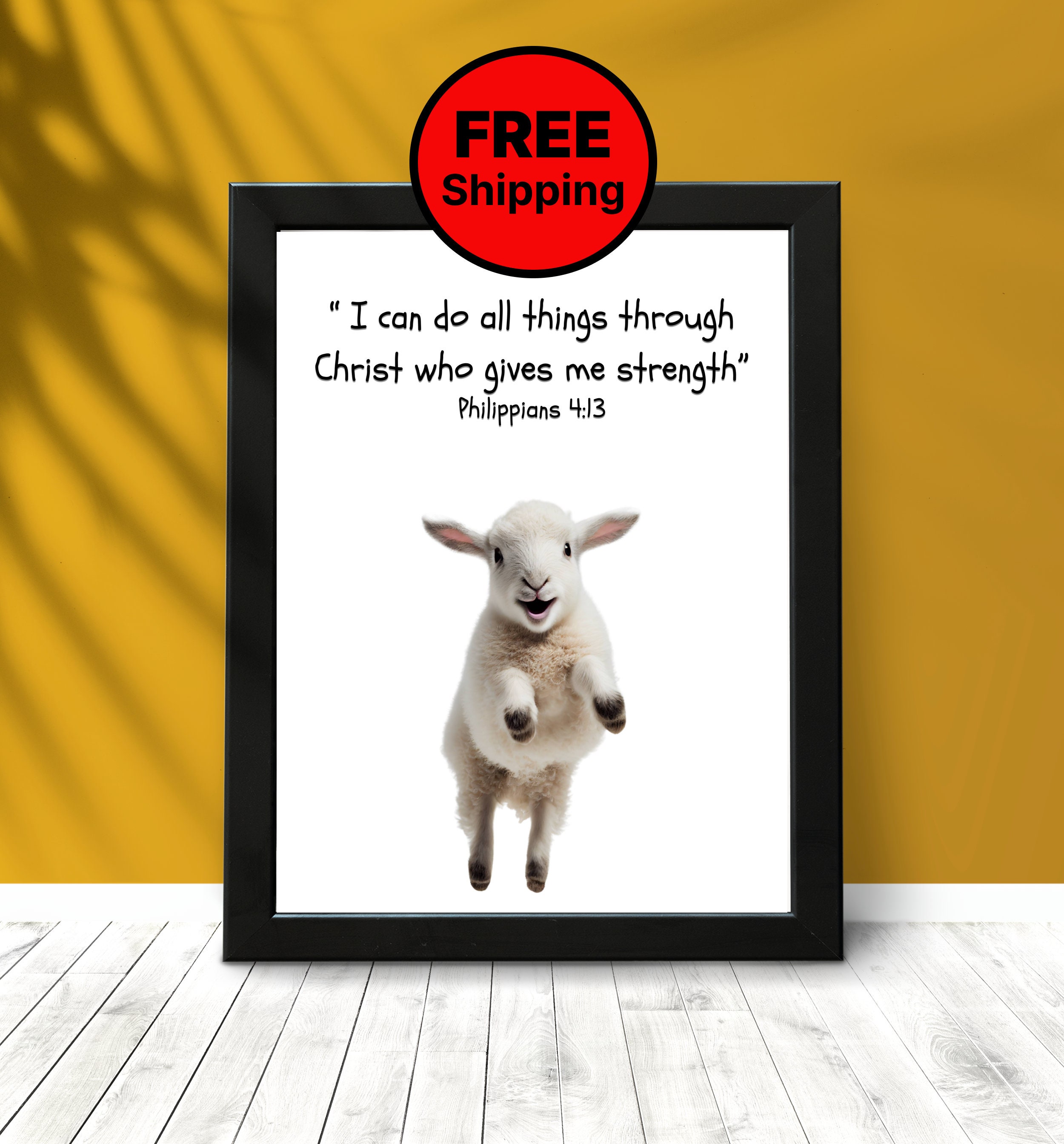 Kids Bible Verse Wall Art, Baby Lamb Print, Farm Animal Nursery Decor ...