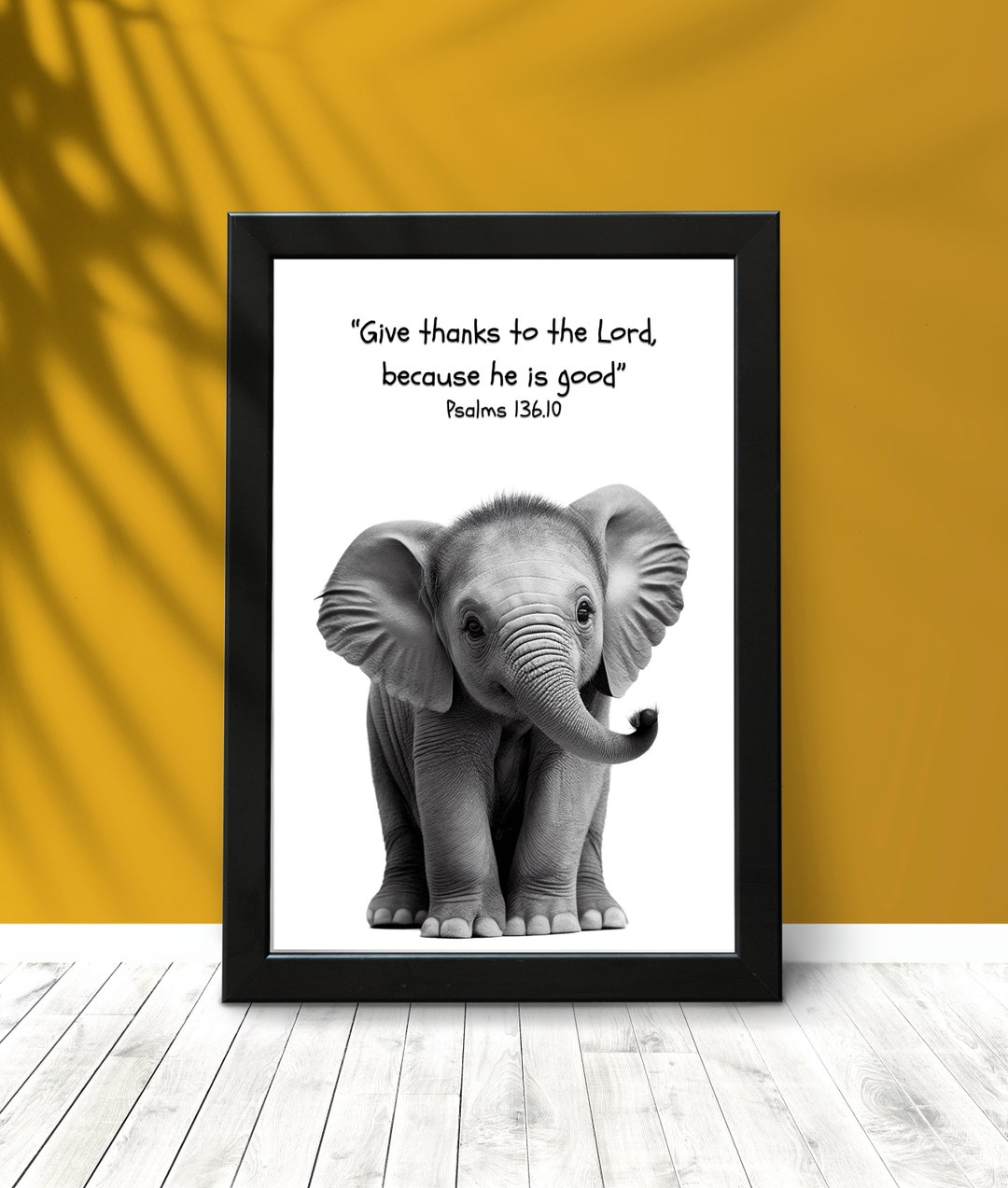 Kids Bible Verse Wall Art, Baby Elephant Print, Safari Animal Nursery ...