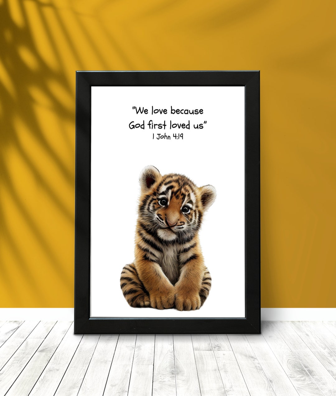 Kids Bible Verse Wall Art, Baby Tiger Print, Safari Animal Nursery ...