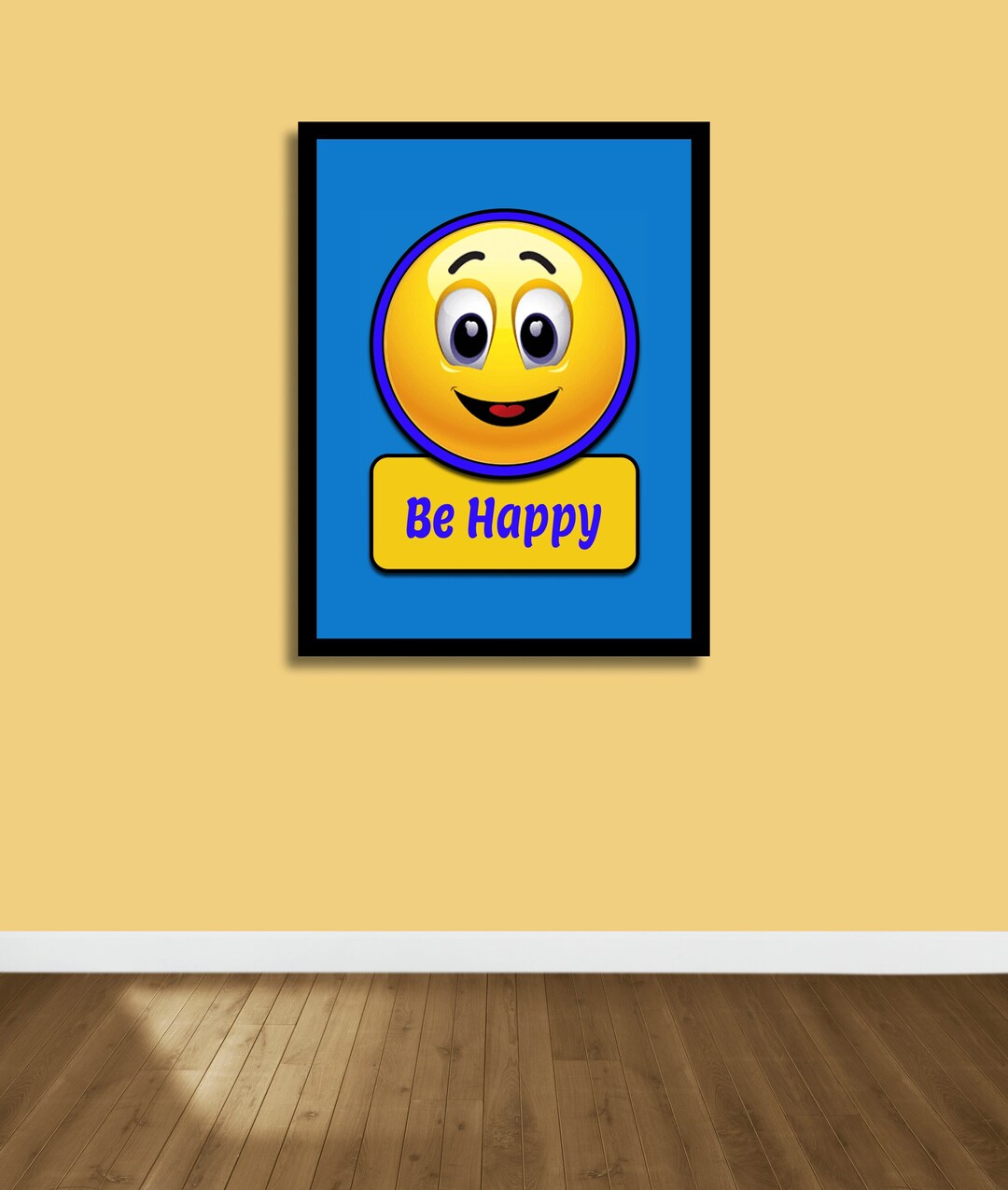 Emoji Print, Smiley Face Wall Art, Be Happy Quote, Kids Room Decor ...