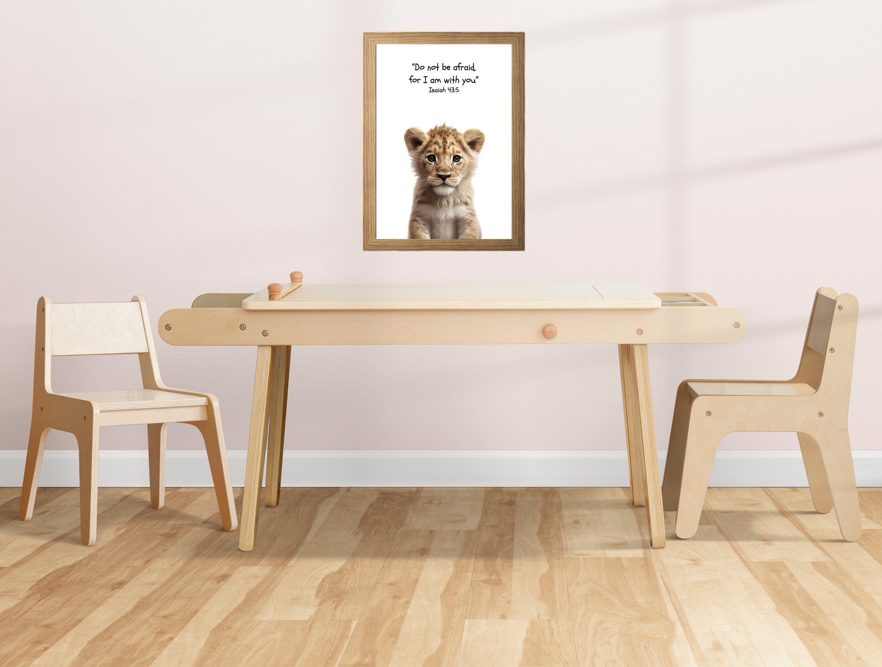 Kids Bible Verse Wall Art, Safari Animal Nursery Decor, Baby Lion Print ...