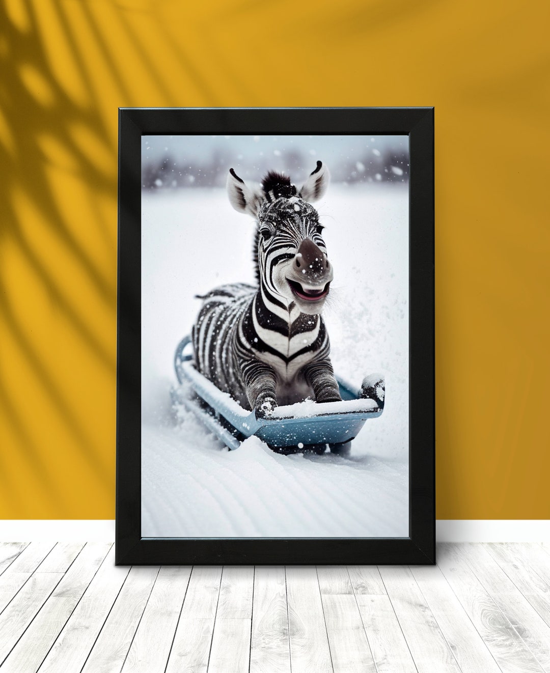 Baby Zebra Print, Animals in Snow, Baby Animal Wall Art, Funny Animal ...