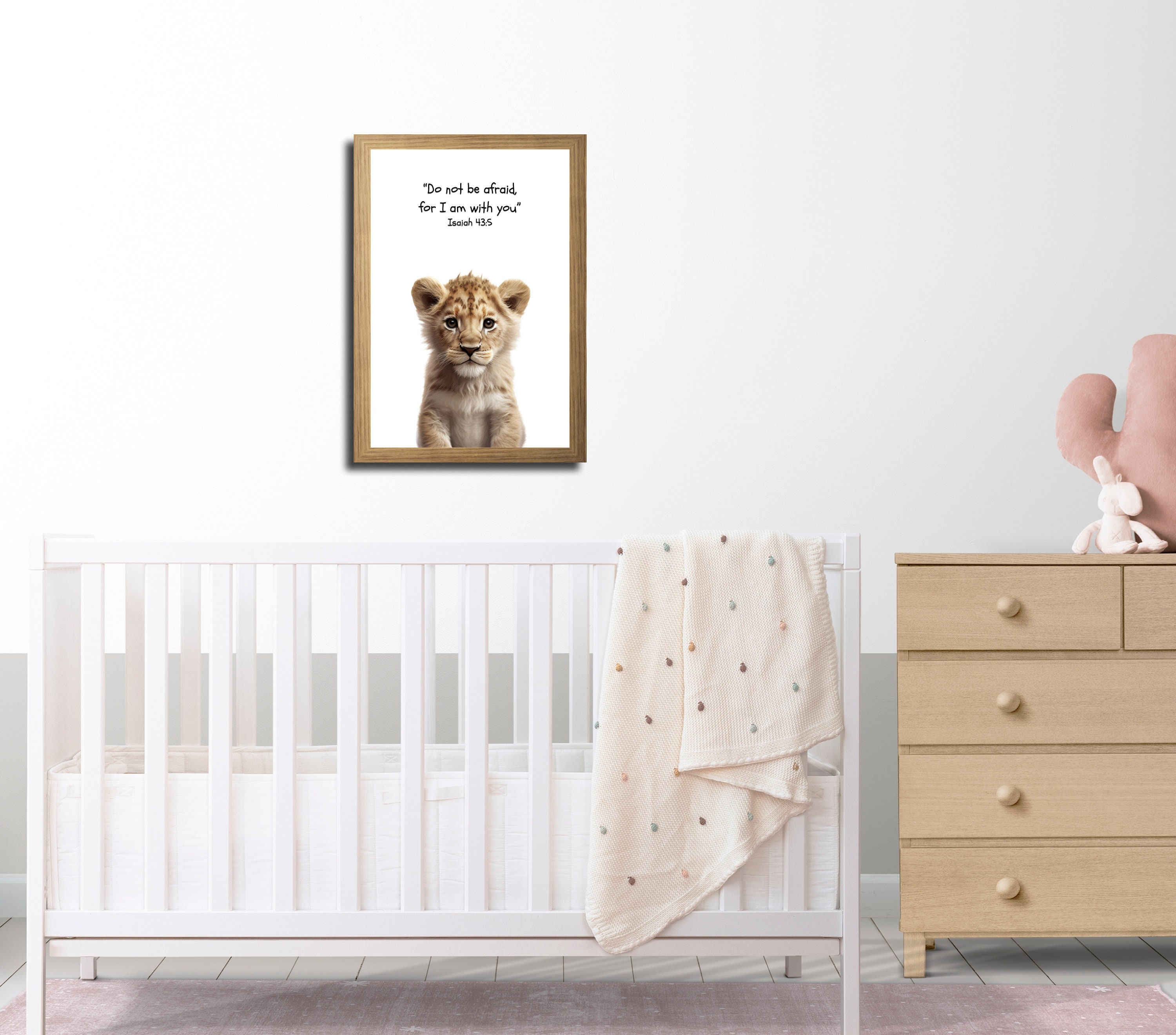 Kids Bible Verse Wall Art, Safari Animal Nursery Decor, Baby Lion Print ...