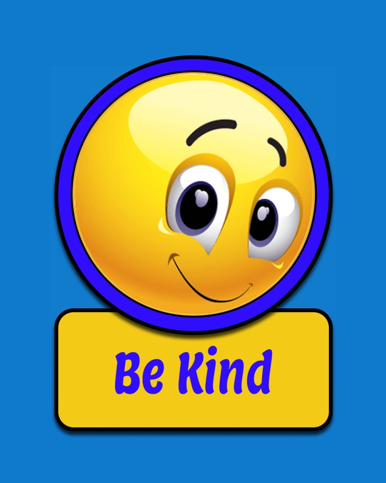 Emoji Print, Smiley Face Wall Art, Be Kind Quote, Kids Room Decor ...