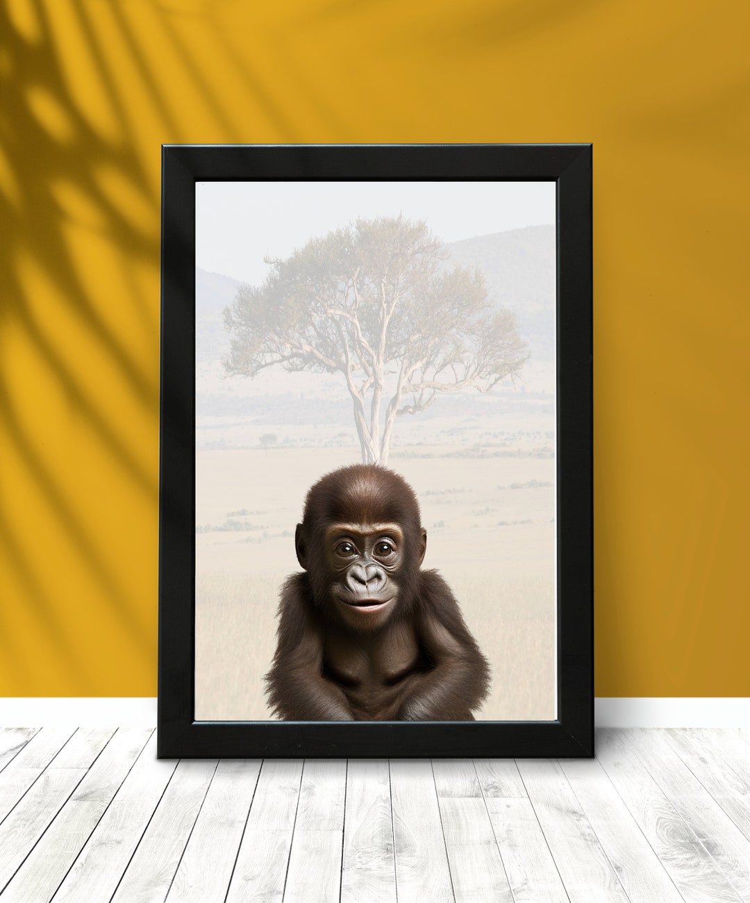 Baby Monkey Print, Baby Animal Wall Art, Safari Animal Nursery Decor ...