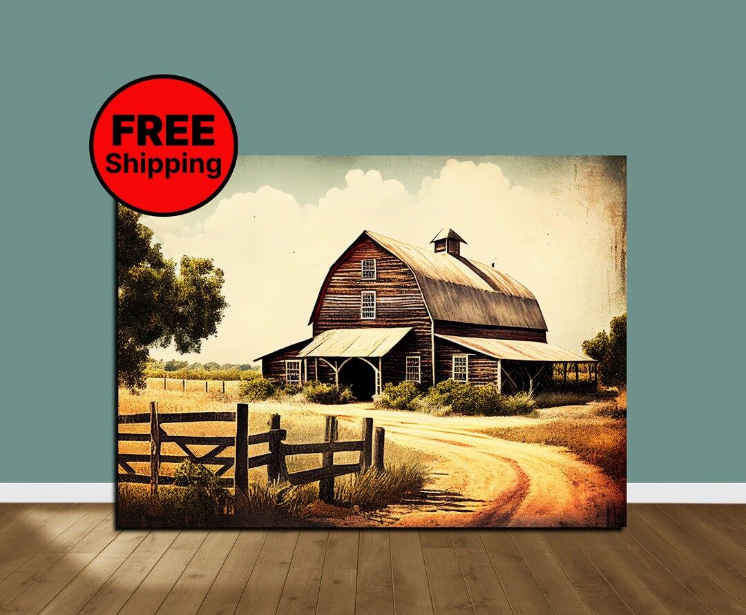Vintage Looking Wall Art, Rustic Barn Print, Barn Poster, Antique Style ...