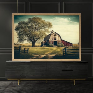 Vintage Looking Wall Art, Rustic Barn Print, Barn Poster, Antique Style ...