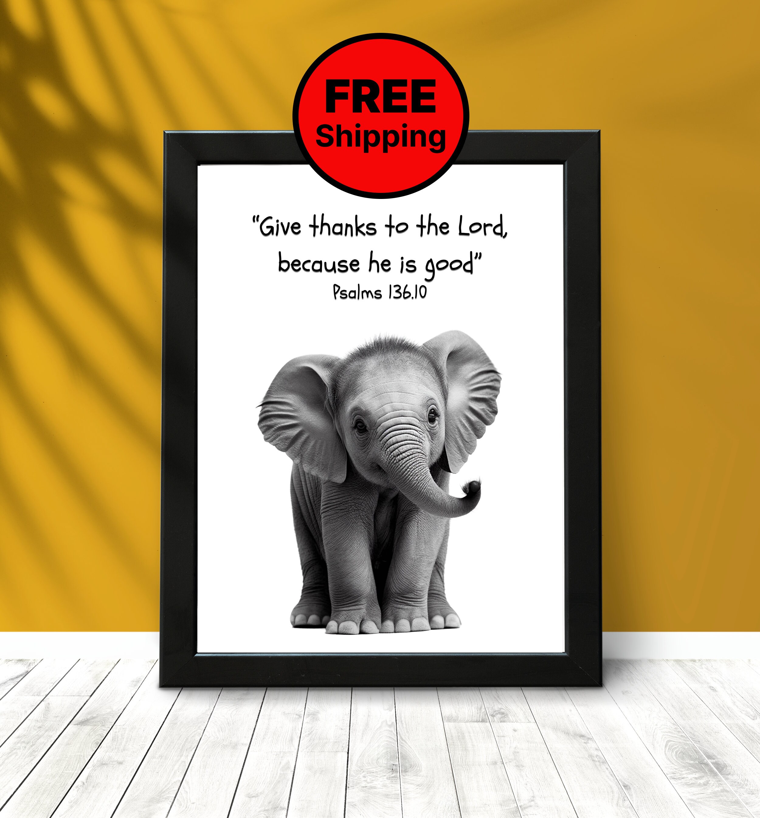 Kids Bible Verse Wall Art, Safari Animal Nursery Decor, Elephant Print ...
