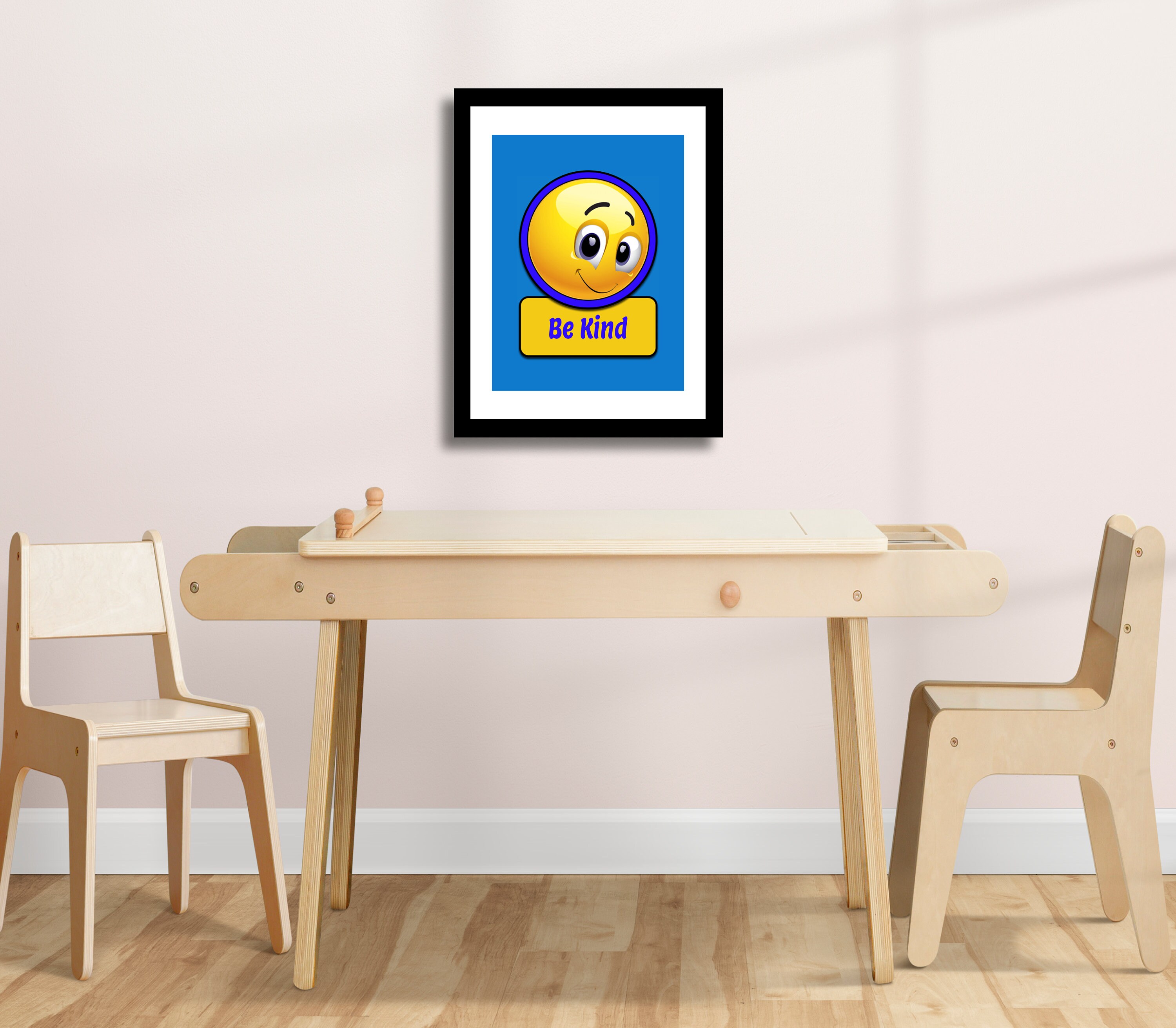 Emoji Print, Smiley Face Wall Art, Be Kind Quote, Kids Room Decor ...