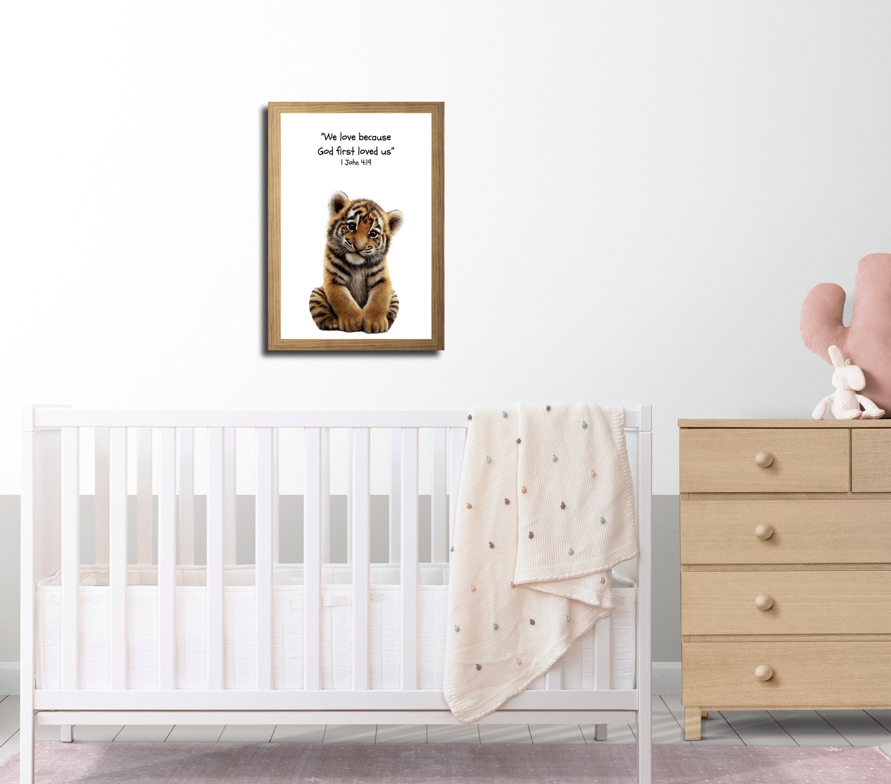 Kids Bible Verse Wall Art, Baby Tiger Print, Safari Animal Nursery ...