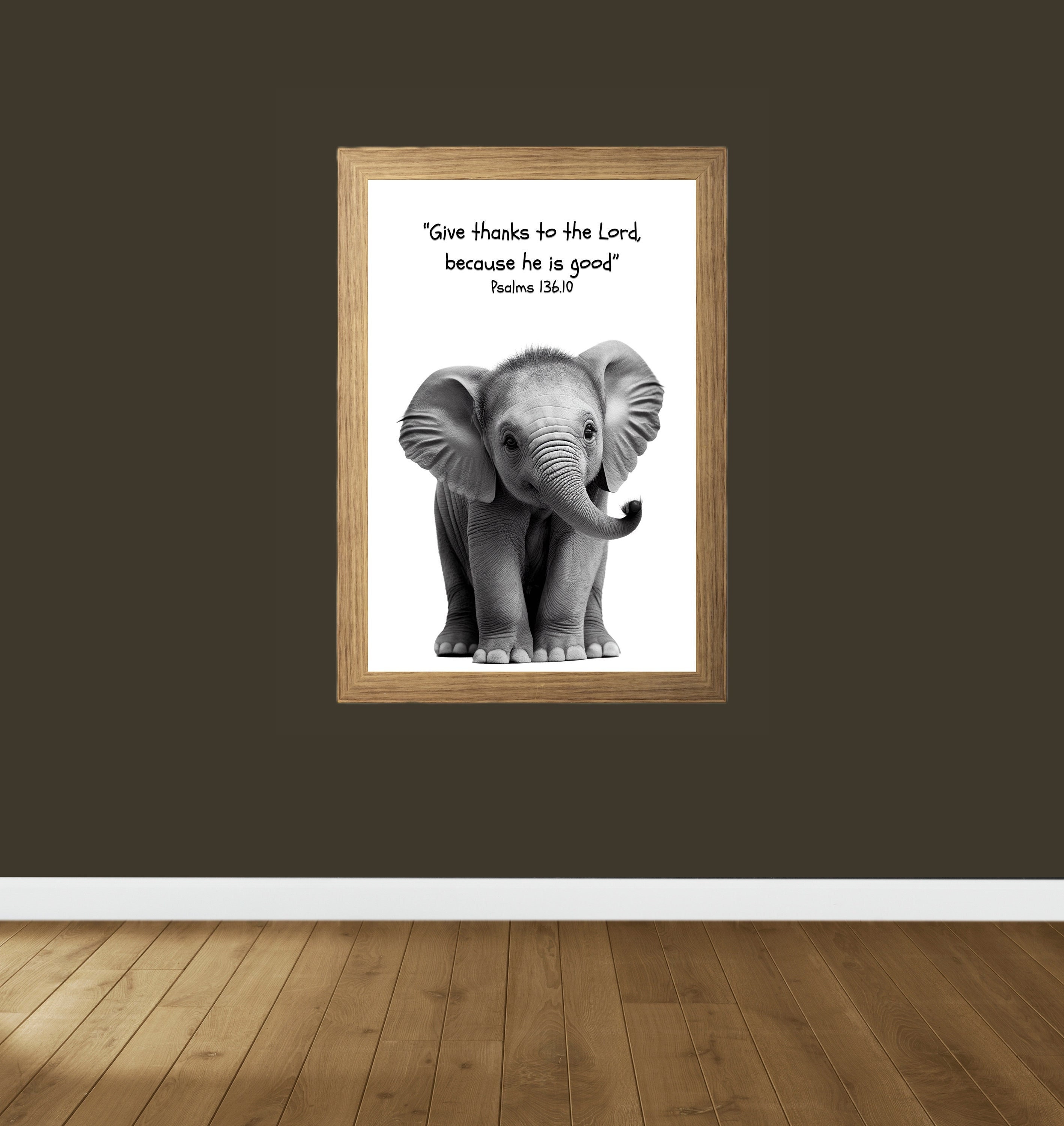 Kids Bible Verse Wall Art, Safari Animal Nursery Decor, Elephant Print ...