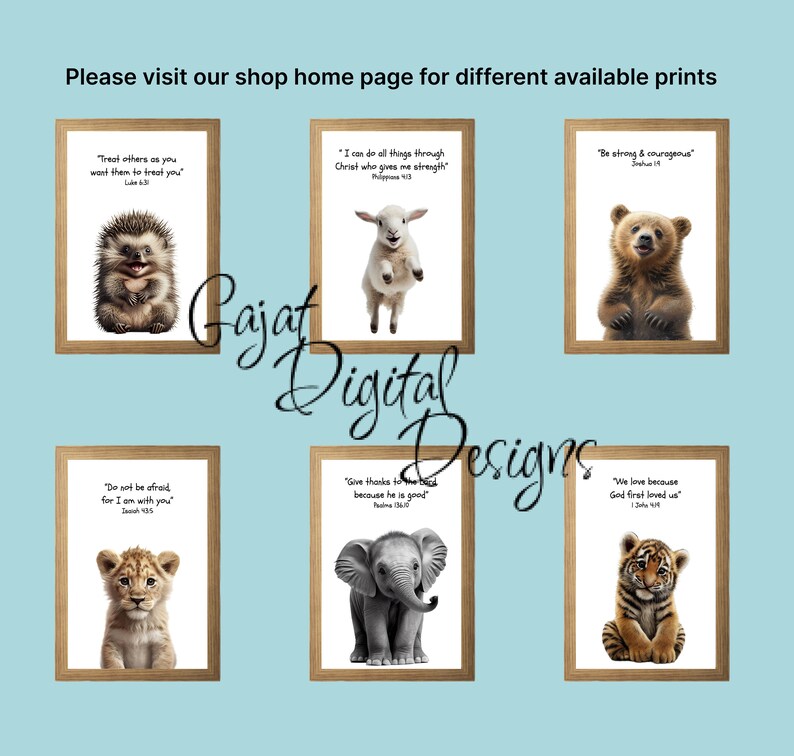 Kids Bible Verse Wall Art Safari Animal Nursery Decor - Etsy