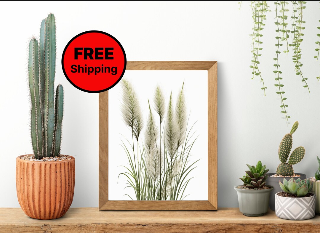 Pampas Grass Print, Botanical Wall Art, Modern Minimalist Poster ...
