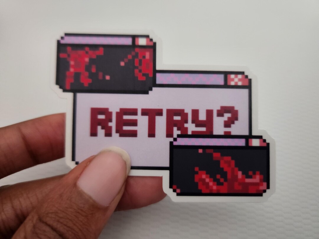 Pixel Bloody RETRY Tabs Vinyl Sticker - Etsy